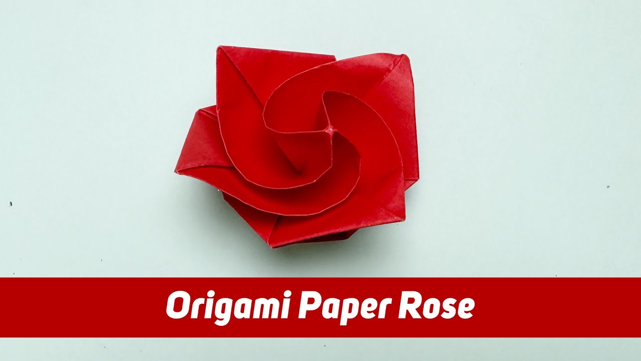 Origami Rose Flower Tutorial - Colored Paper Origami - YouTube