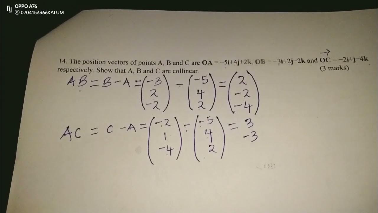 COLLINEAR POINTS, POSITION VECTORS AND PARALLEL VECTORS. KCSE MATHS ...