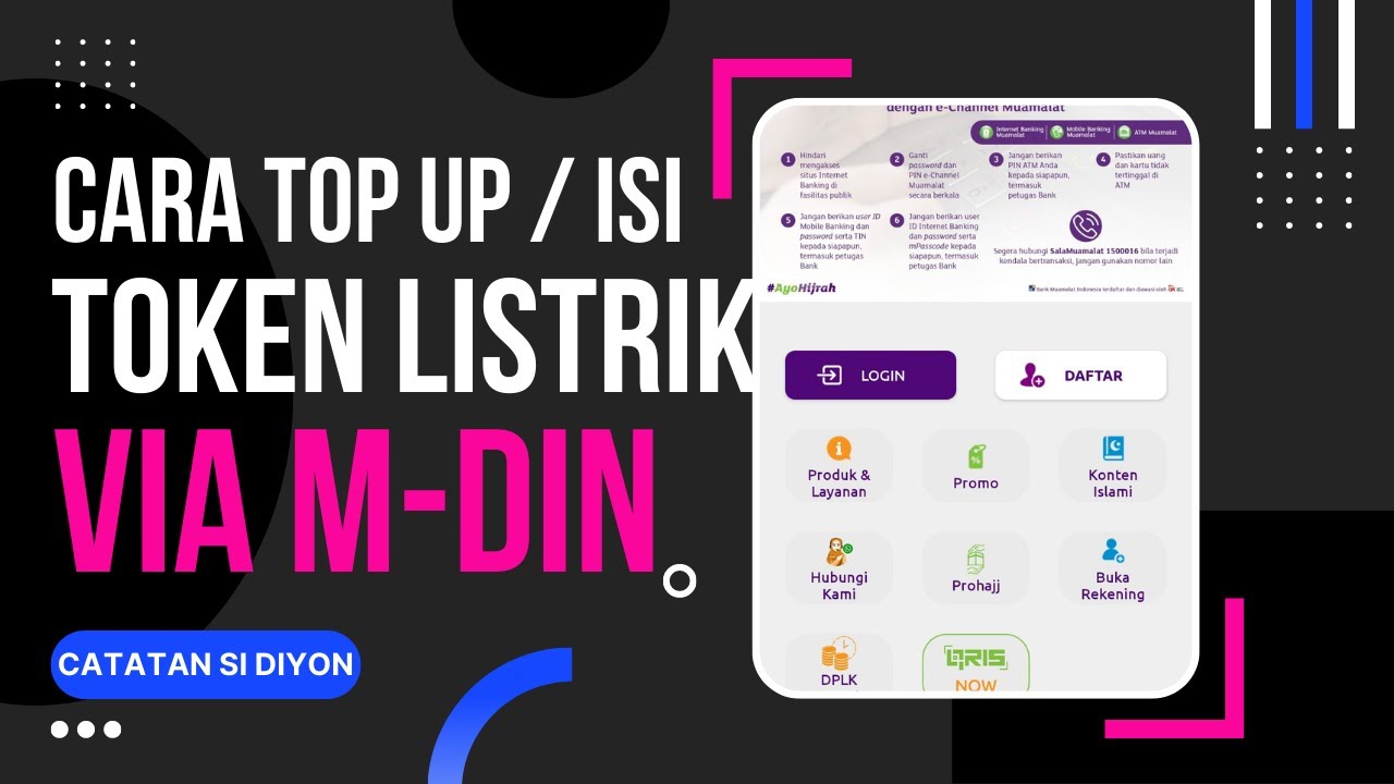 Cara TOP UP 🔝 TOKEN LISTRIK Lewat M-Banking | Bank Muamalat Mobile DIN ...