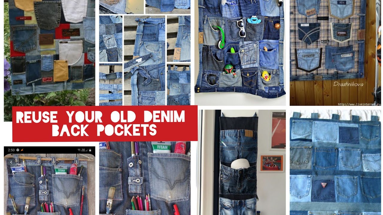 #DIY REUSE YOUR OLD DENIM BACK POCKETS INTO WALL ORGANIZERS 2020 ...