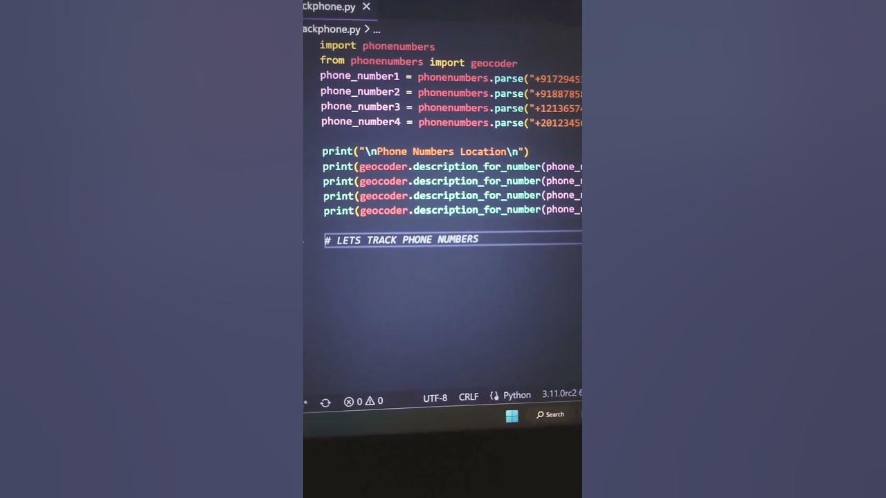 Track Mobile Location Using Python Pythonforbeginner Pythoncodingstatus Trendingshorts