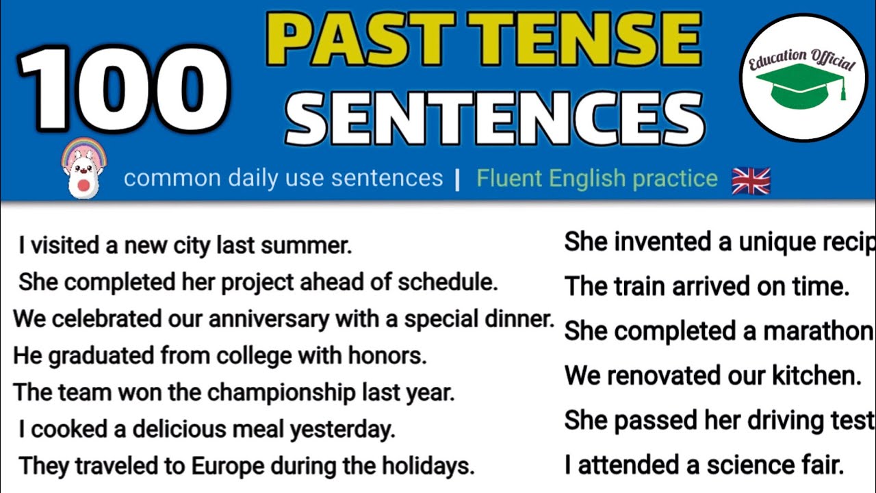100 past tense english sentences|| Common daily use English sentences ...
