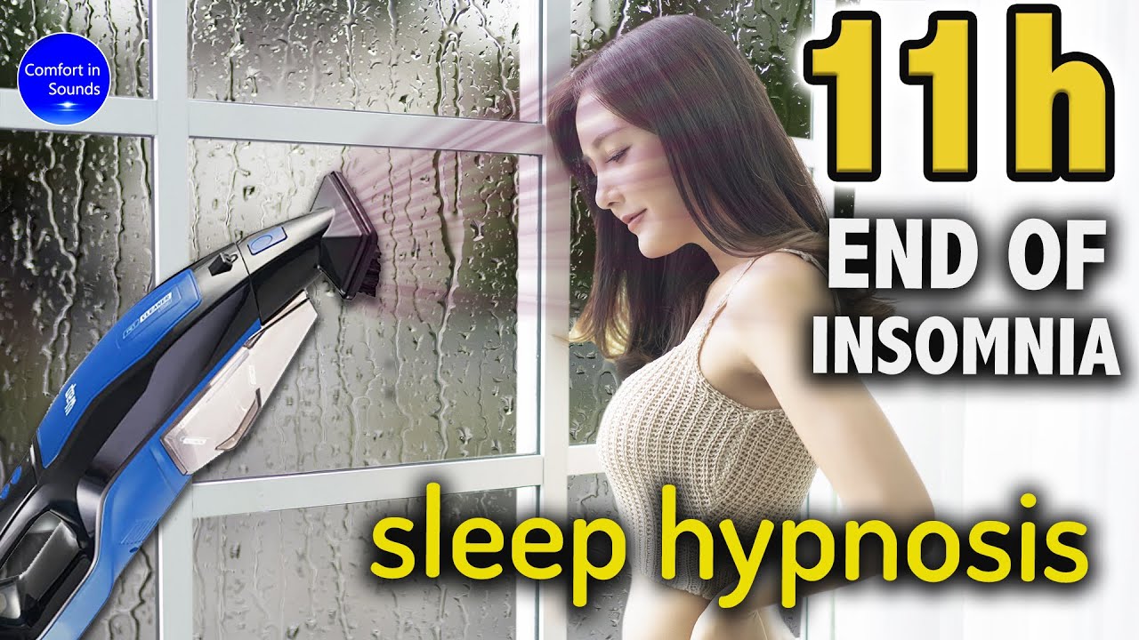 Sleep hypnosis, rain, thunder and vacuum cleaner sound to sleep deeply, white noise, beat ...