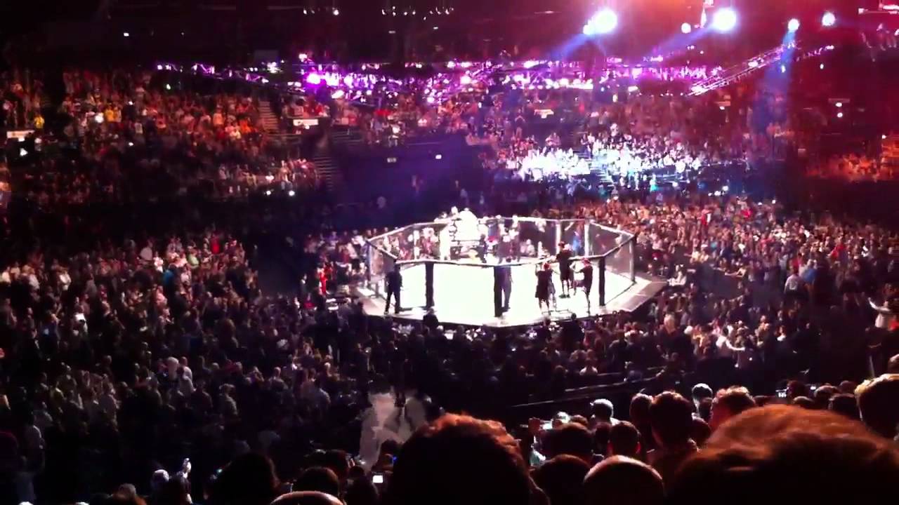 Chris Leben's UFC 138 entrance + fan jumping the cage - YouTube