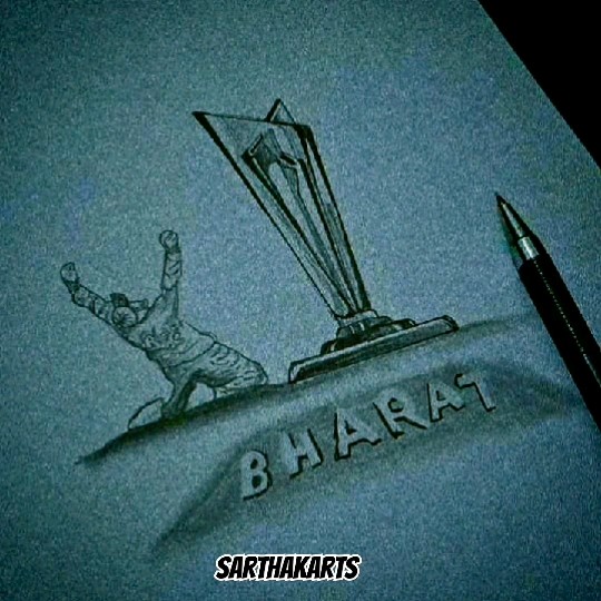 team india drawing with trophy #ram #india #worldcup #trending #art # ...