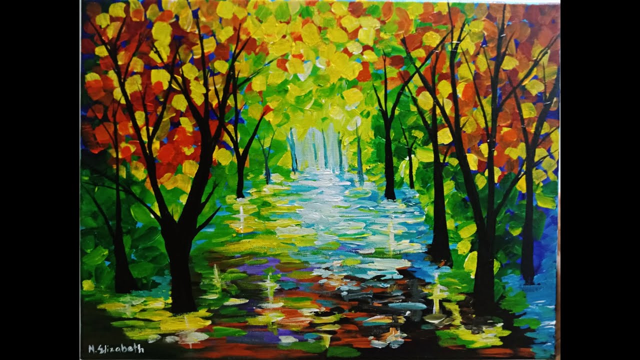 How to paint colourful abstract tree | step by step | Abstract tree ...