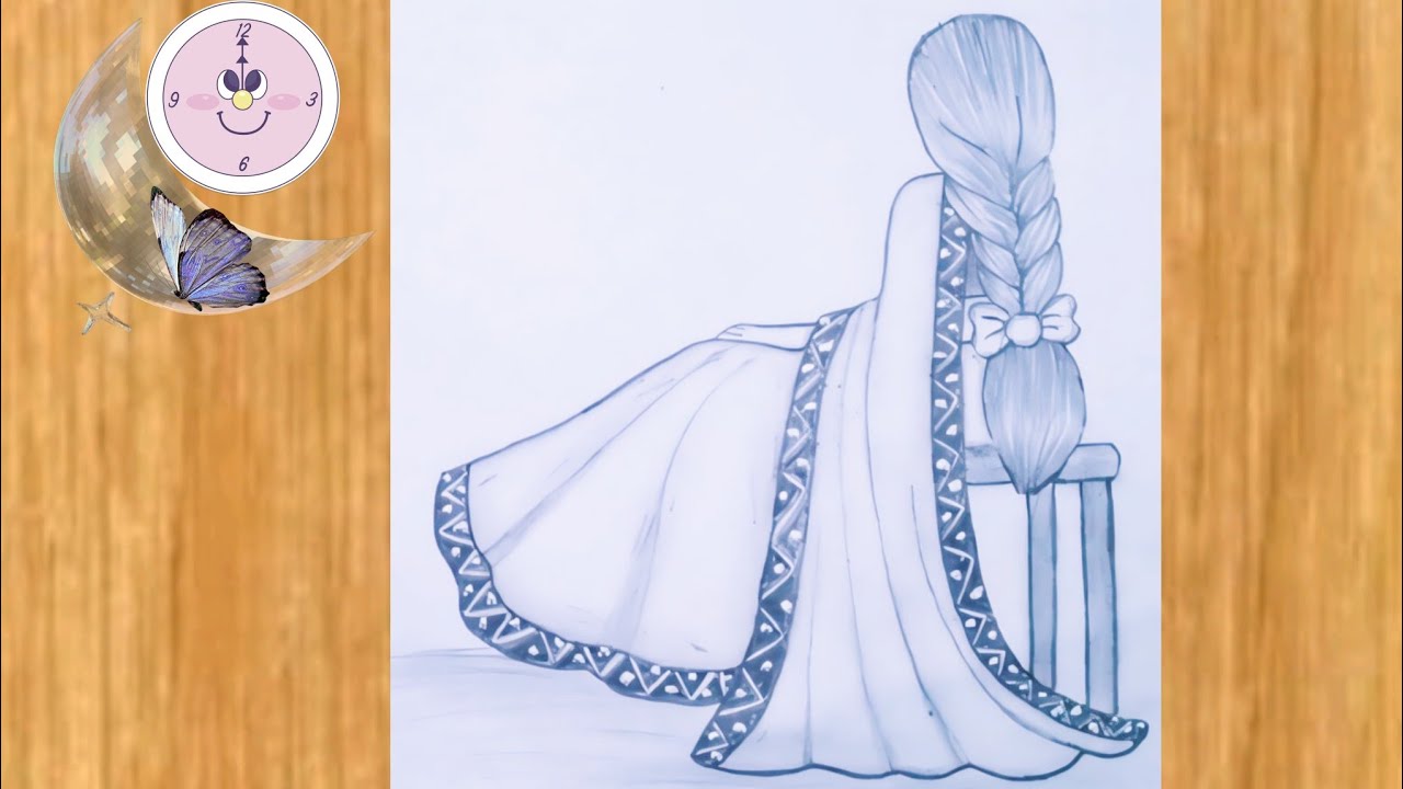 How To Draw a Easy Sitting Girl Backside Drawing Girl || Pencil Sketch ...