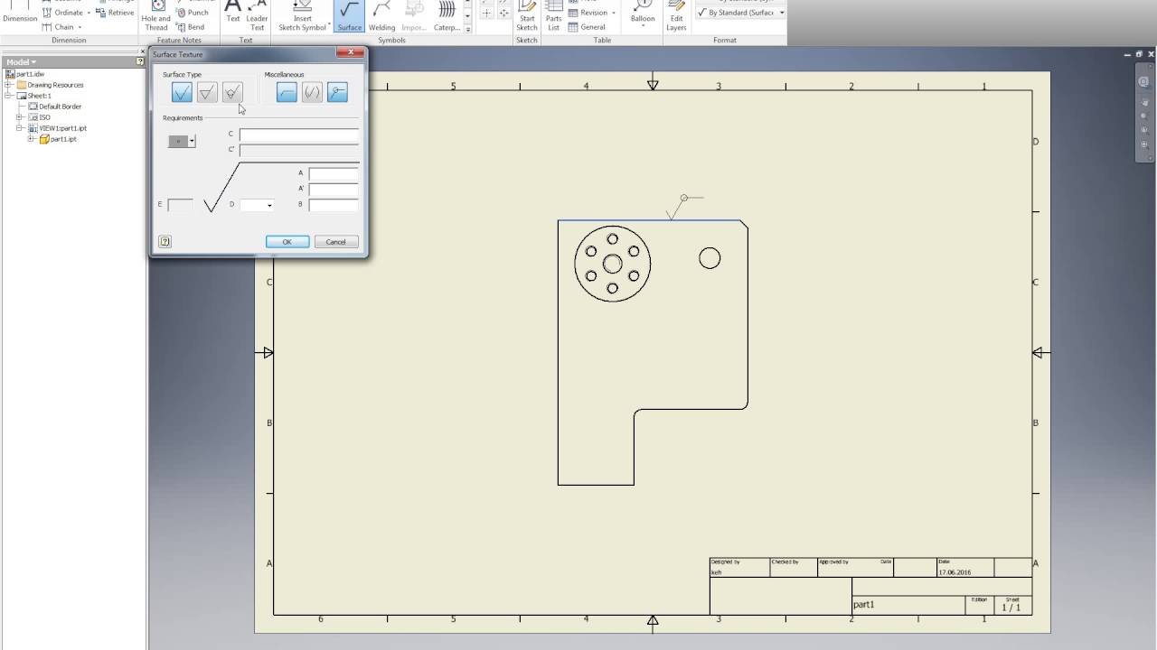 UNI2004: Inventor - Drawing: Annotate Surface - YouTube