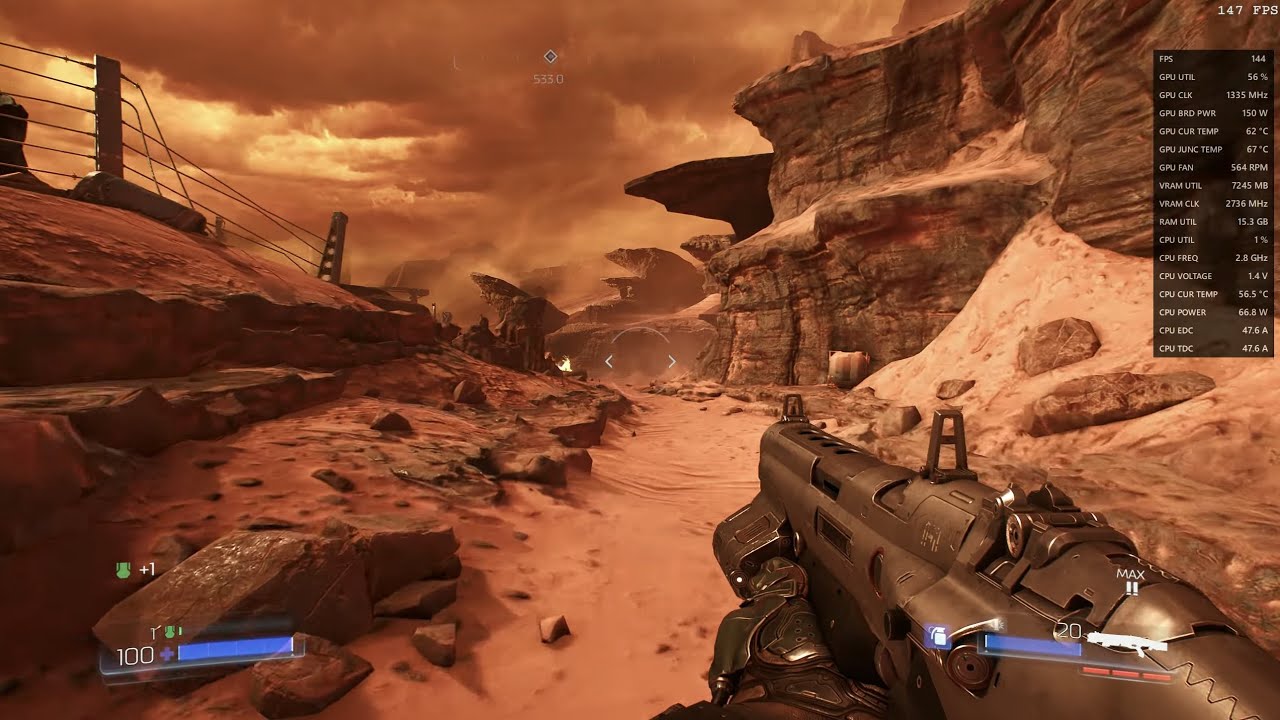 Doom 2016 - UAC, Nightmare difficulty - 7900 XTX, 5950x, 1440p, 144fps ...