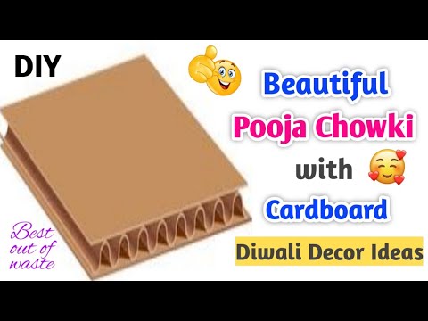 DIY Pooja Chowki / Pooja Asana making for diwali / Diwali decoration ...