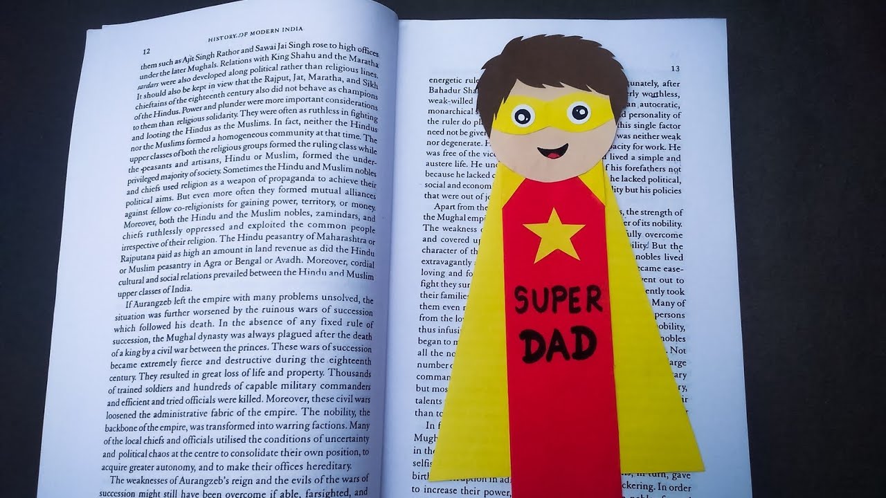 Father's Day gift ideas for Kids || Super Dad easy Handmade Bookmark ...