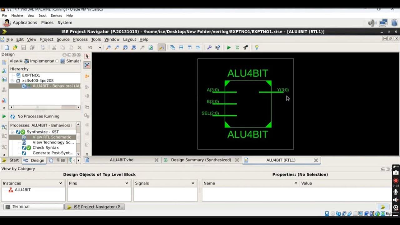 VHDL 4 BIT ALU IMPLEMENTATION AND SIMULATION IN ISE - YouTube