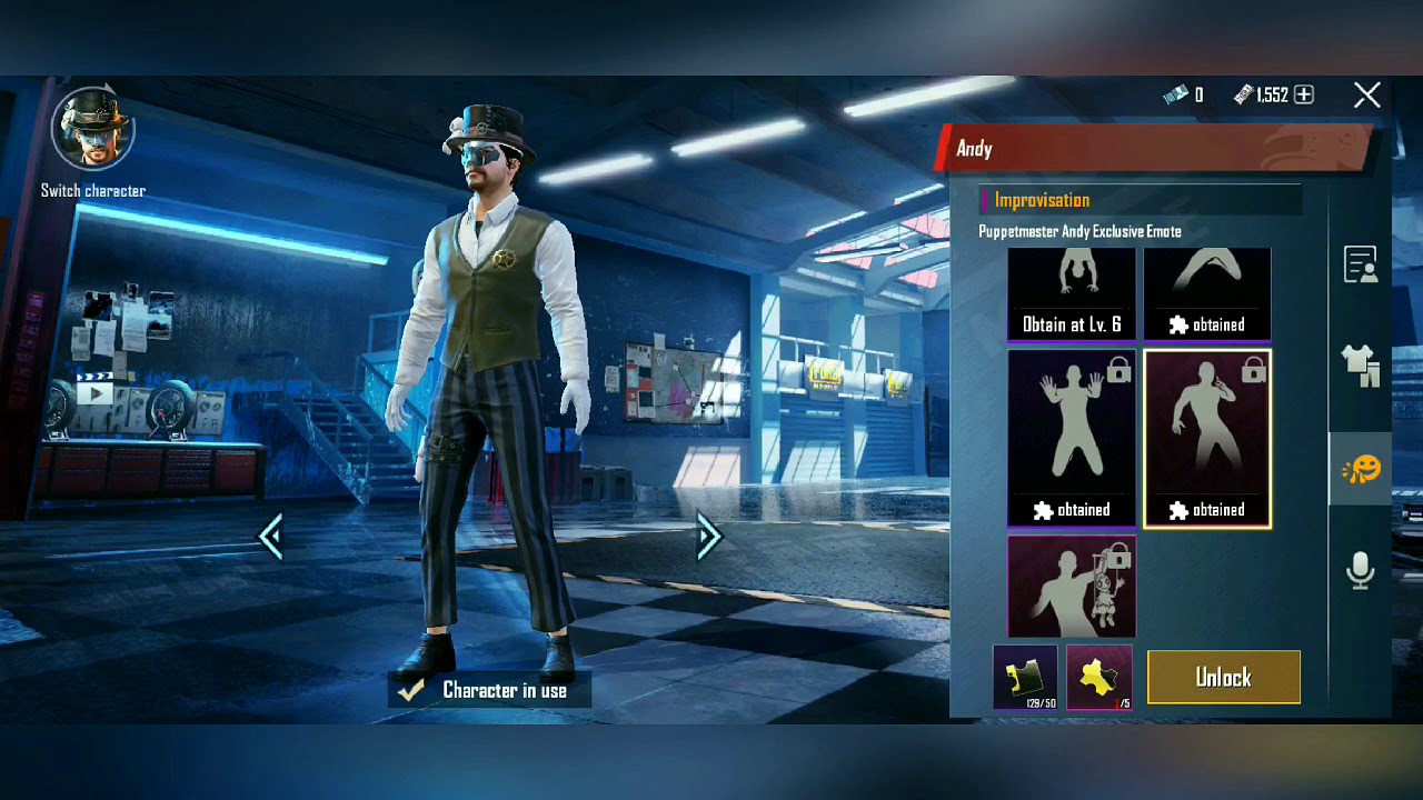 Unlocking latest new character Andy in Pubg mobile - YouTube