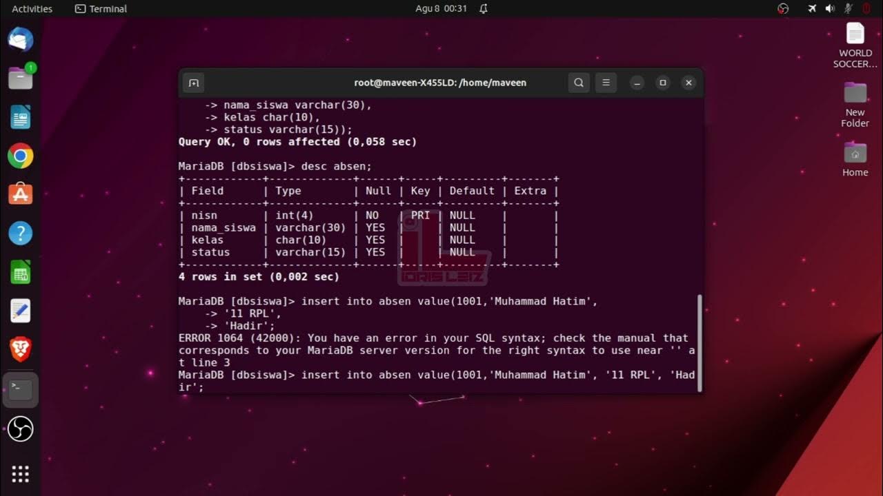 MEMBUAT DATABASE DENGAN CMD WINDOWS DAN TERMINAL LINUX - YouTube