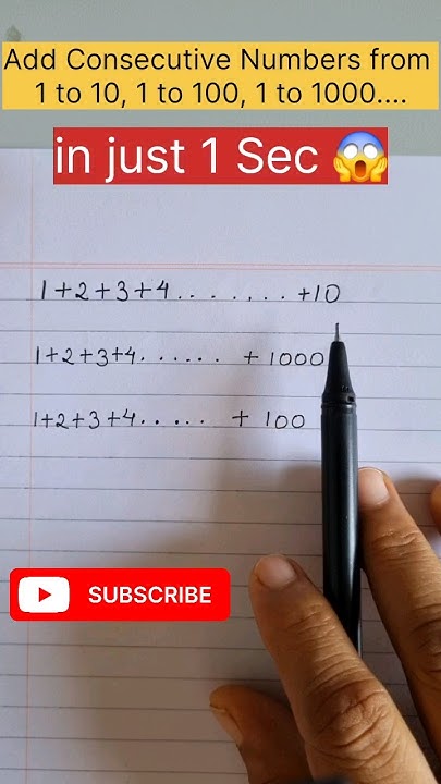 Add Consecutive Number series till 1 to 10, 1to 100, 1 to 1000...#maths ...