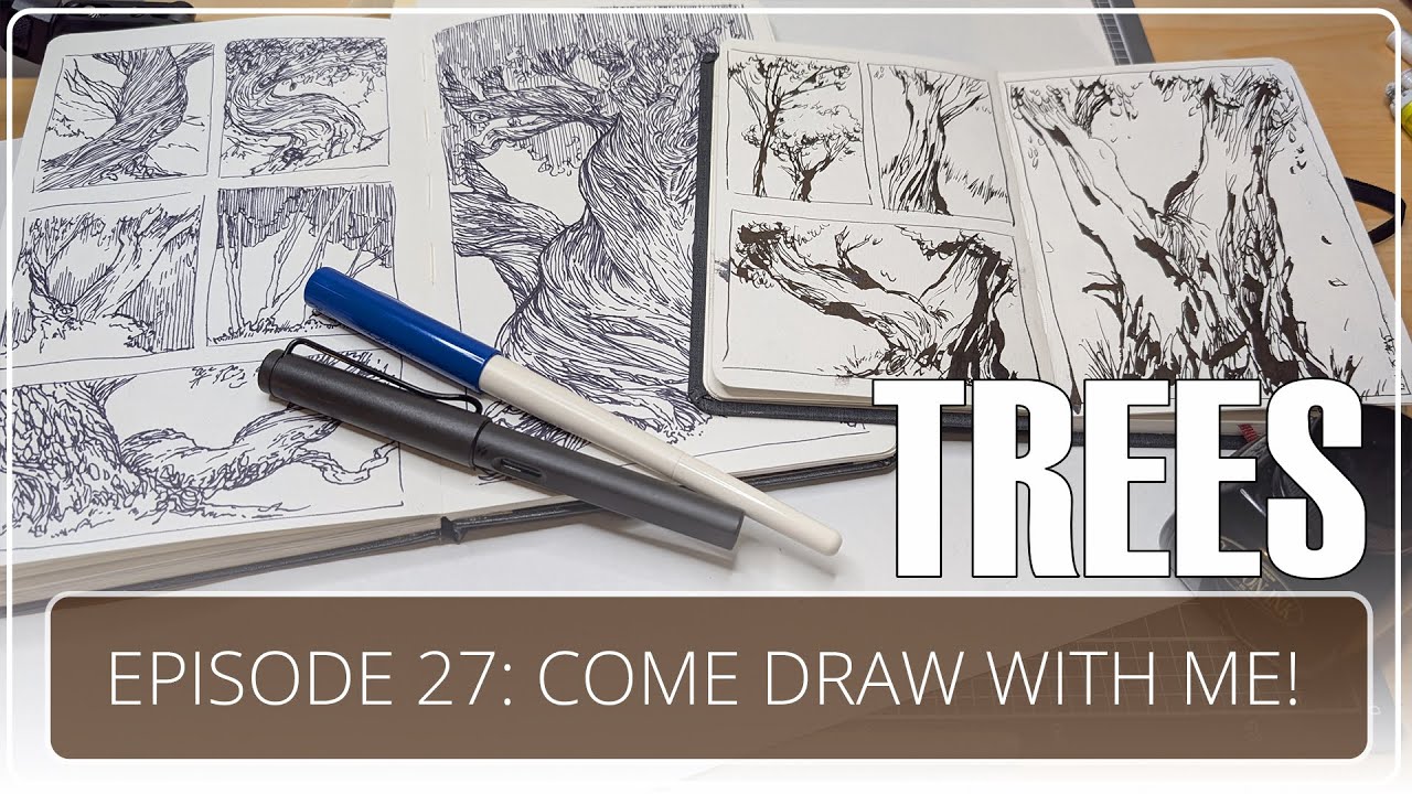 Draw simple, quick and moody trees in minutes (Pen & Ink Tutorial - Ep ...