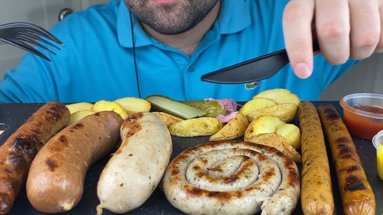 Dmitriy ASMR Eating - ASMR Sausage + Potatoes “BITES ONLY” - YouTube