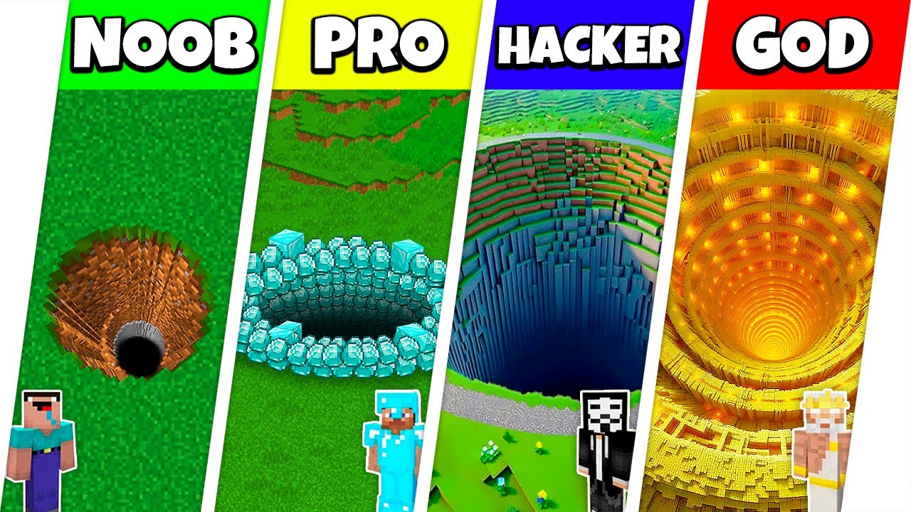 Minecraft Battle: NOOB vs PRO vs HACKER vs GOD: INSIDE TUNNEL BASE HOUSE BUILD CHALLENGE ...