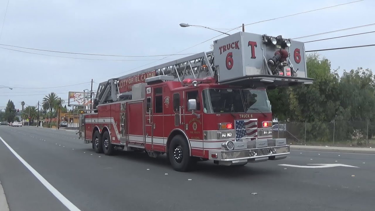 El Cajon Fire Department Truck 6 Responding - YouTube
