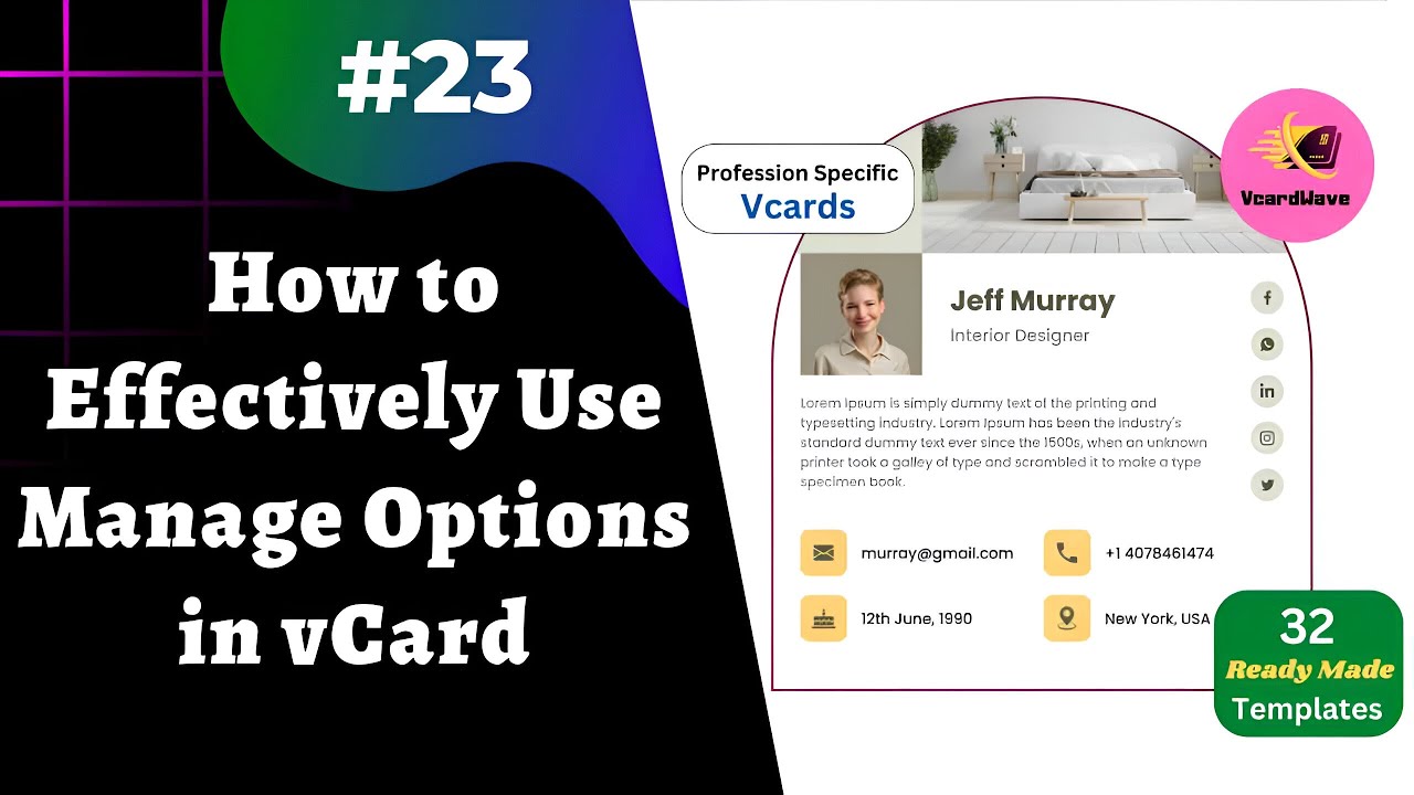 How to Effectively Use Manage Options in vCard - YouTube