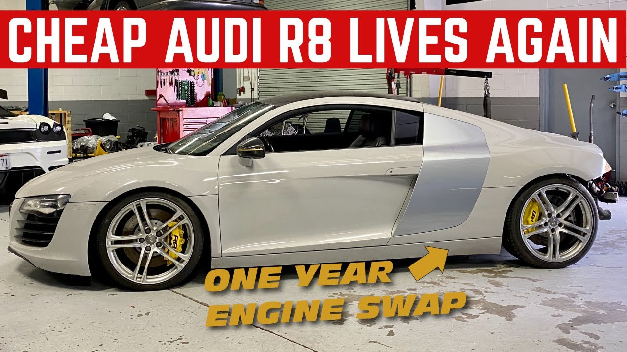 I SWAPPED My Cheap Audi R8 ENGINE In My GARAGE AT HOME *It Only Took A ...