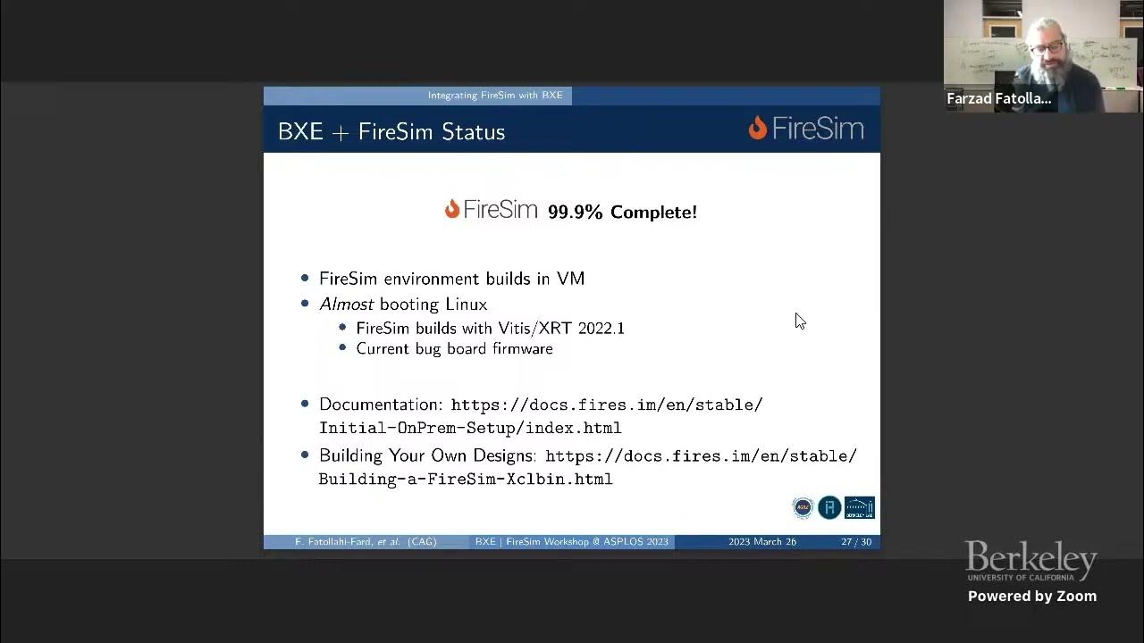 BXE: Berkeley eXtensible Environment - 1st FireSim/Chipyard Workshop @ ASPLOS 2023 - YouTube