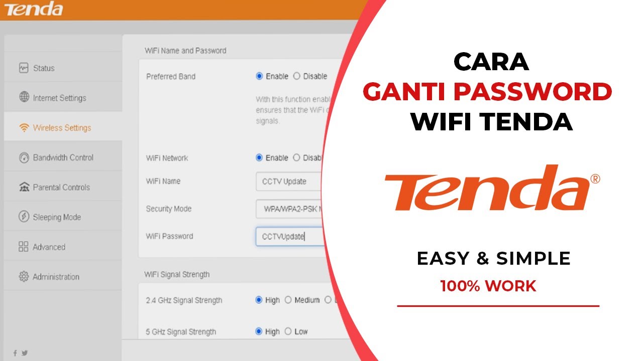 Cara Mengganti PASSWORD WiFi Tenda - YouTube