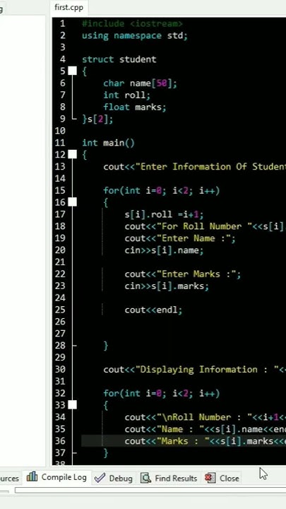 Store And Display Information Using Structure In C Shorts Shortvideo Short Viral Cpp