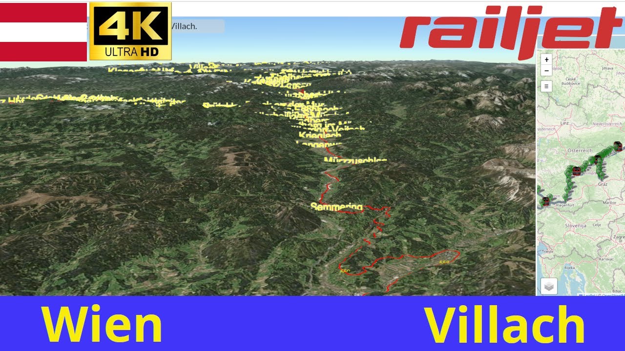 Simulate Railjet train journey from Wien to Villach with real maps and ...