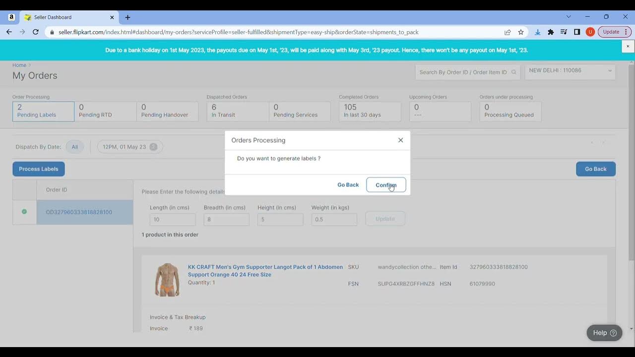 How to Process Orders on Flipkart Seller dashboard Step By Step Guide hindi - YouTube