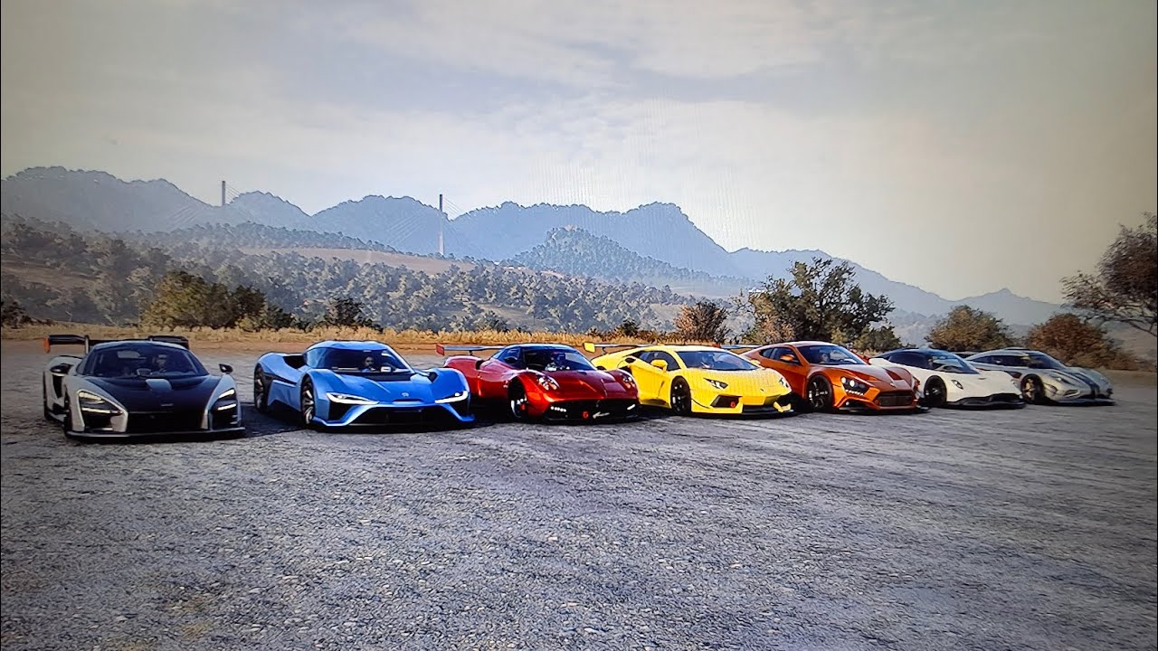 FH5 drag race McLaren Senna Vs NIO EP9 Vs Huayra Vs Aventador LP vs ...
