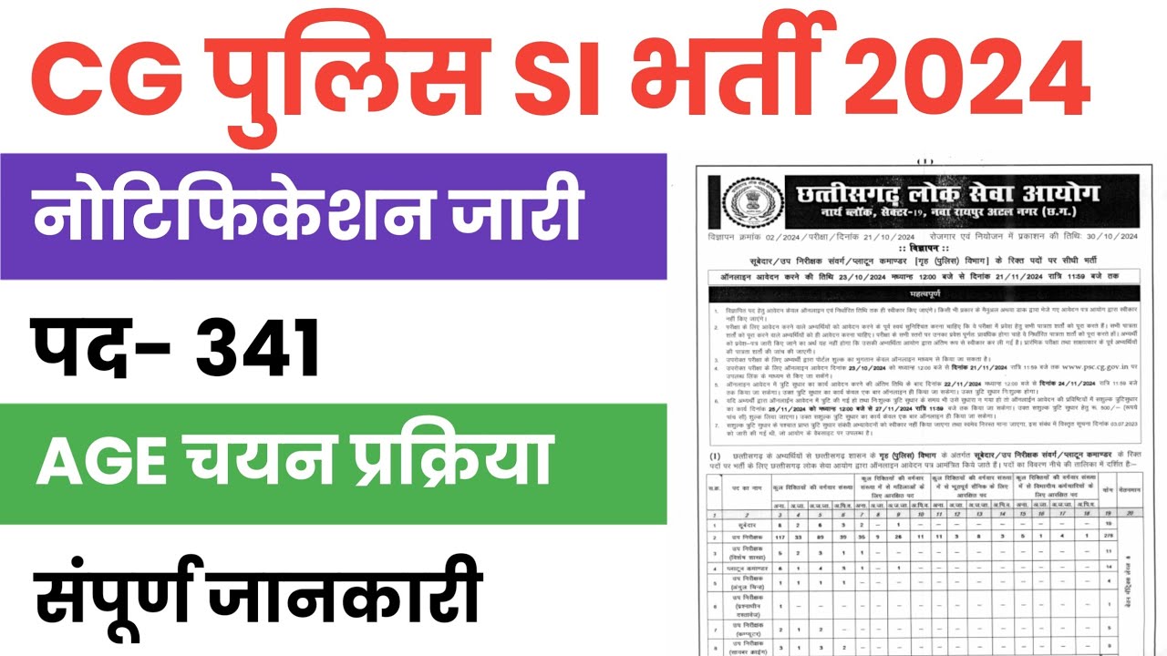 CG Police SI Bharti 2024 | CG Police SI Recruitment 2024 | CG Police SI ...