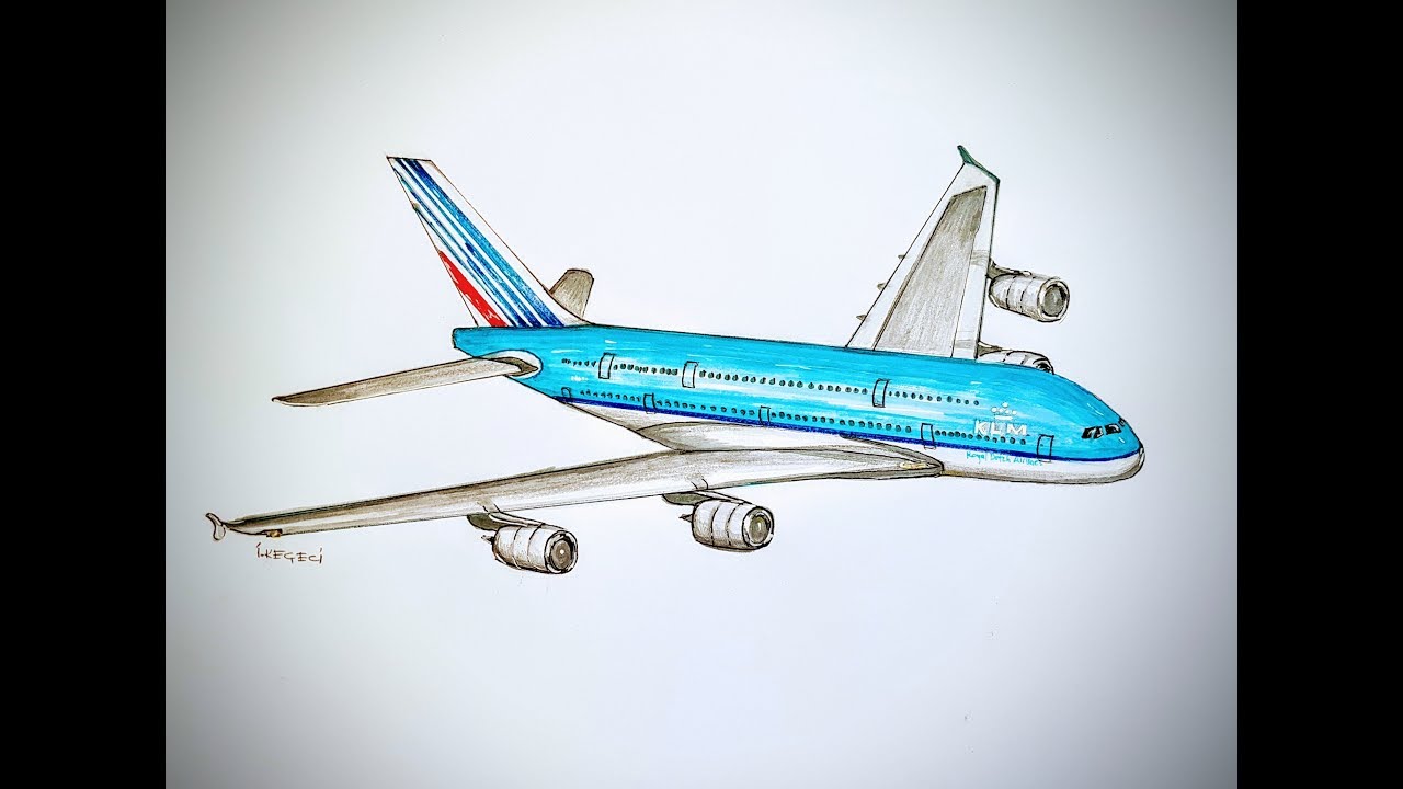 SPEED DRAWING,Air France-KLM, Airbus a380 - YouTube