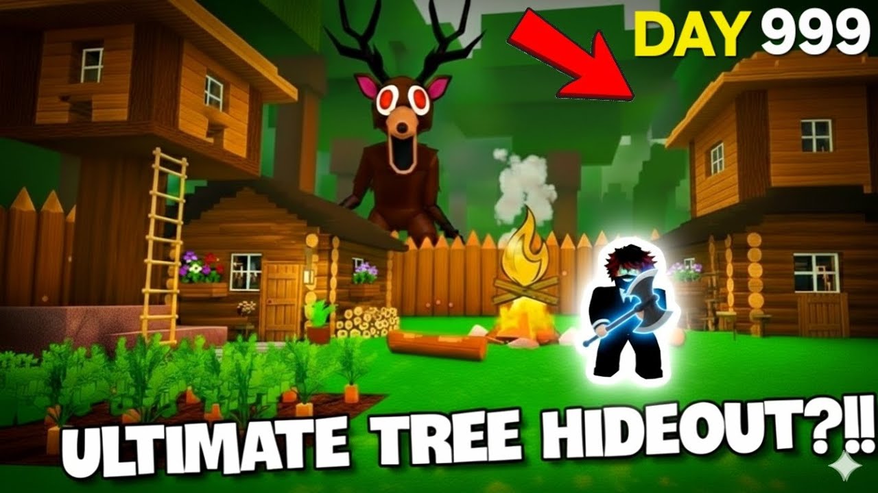 I Build the Ultimate Tree Hideout BASE 🌲 in 99 Nights in the Forest 🔥 ...