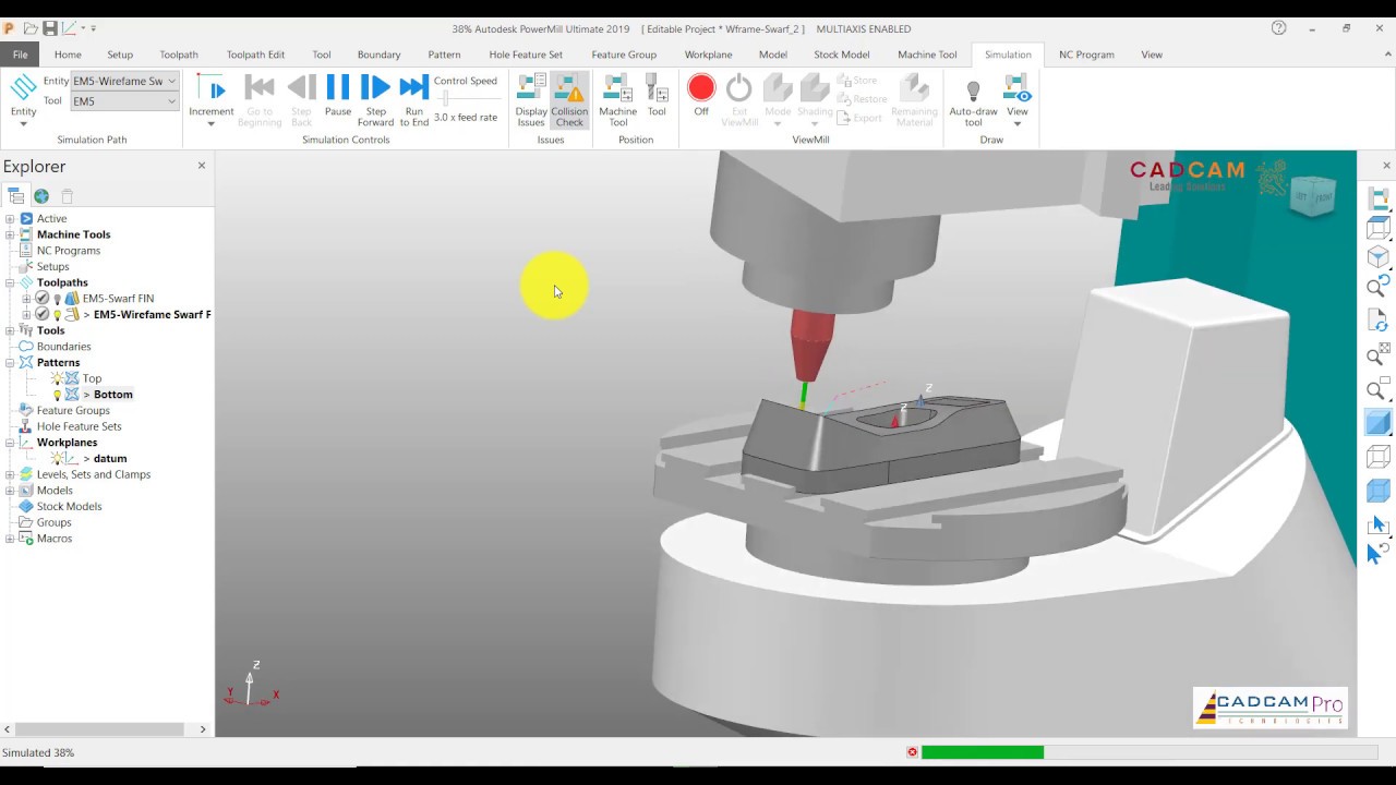 PowerMill 2019 Tutorial #51| 5 Axis Wireframe Swarf Finish - YouTube