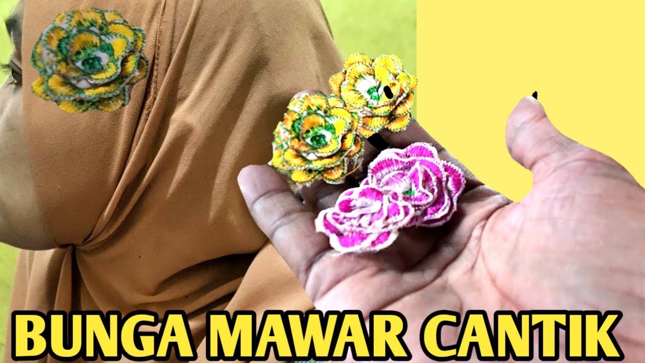 CARA MEMBUAT BUNGA MAWAR BORDIR TEMPEL - YouTube