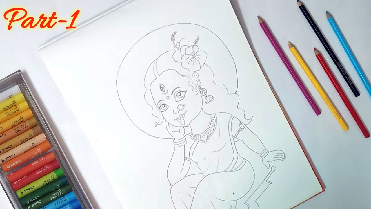 Easy Maa Kali Drawing Step by Step / How to Draw Kali Mata Easy/ Diwali ...