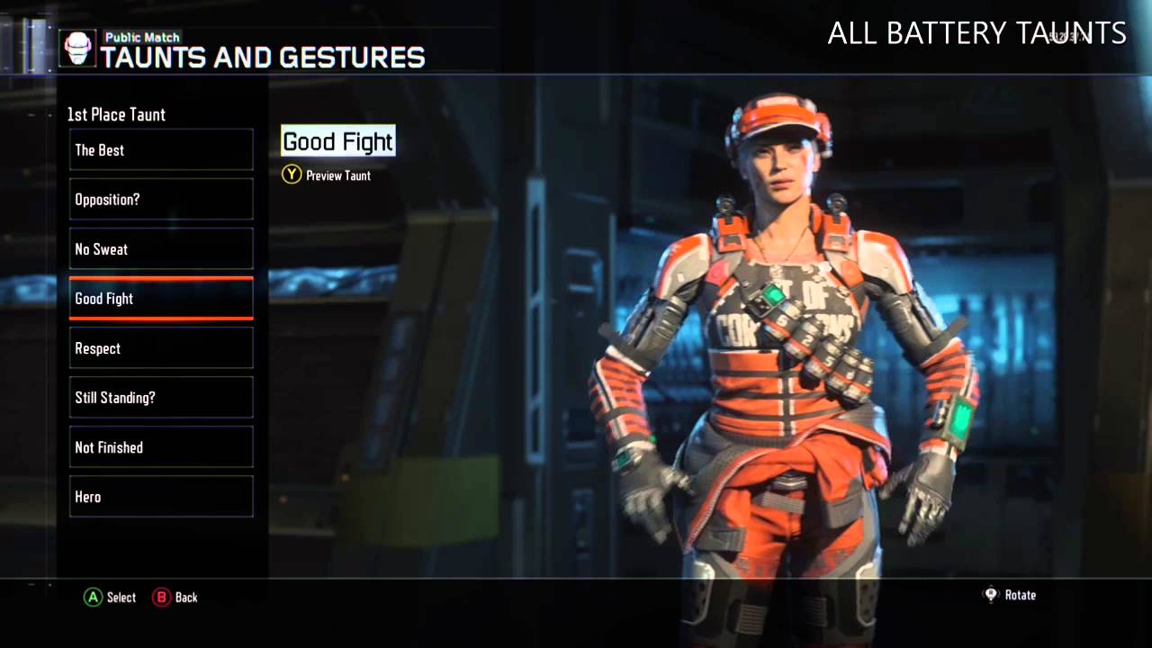 Call of Duty: Black Ops III BATTERY ALL 1ST PLACE TAUNTS - YouTube