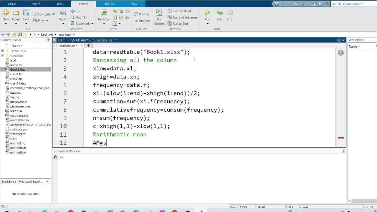 Grouped Data Statistics Tutorial With Matlab Calculating Mean Median And More Youtube