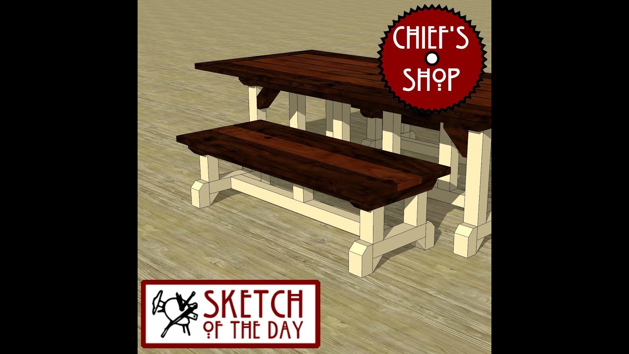 Chief's Shop Sketch of the Day: Farmhouse Bench - YouTube