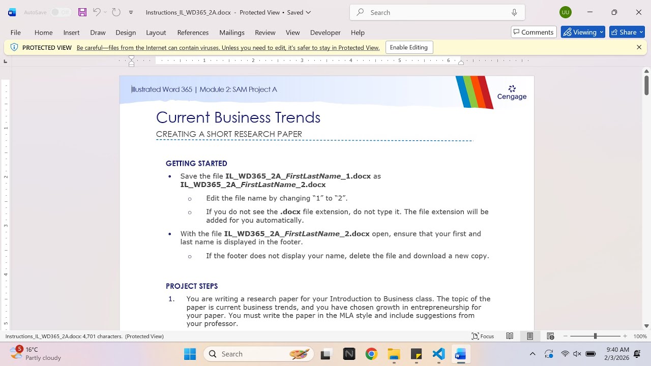Illustrated Word 365 | Module 2: SAM Project A Current Business Trends ...