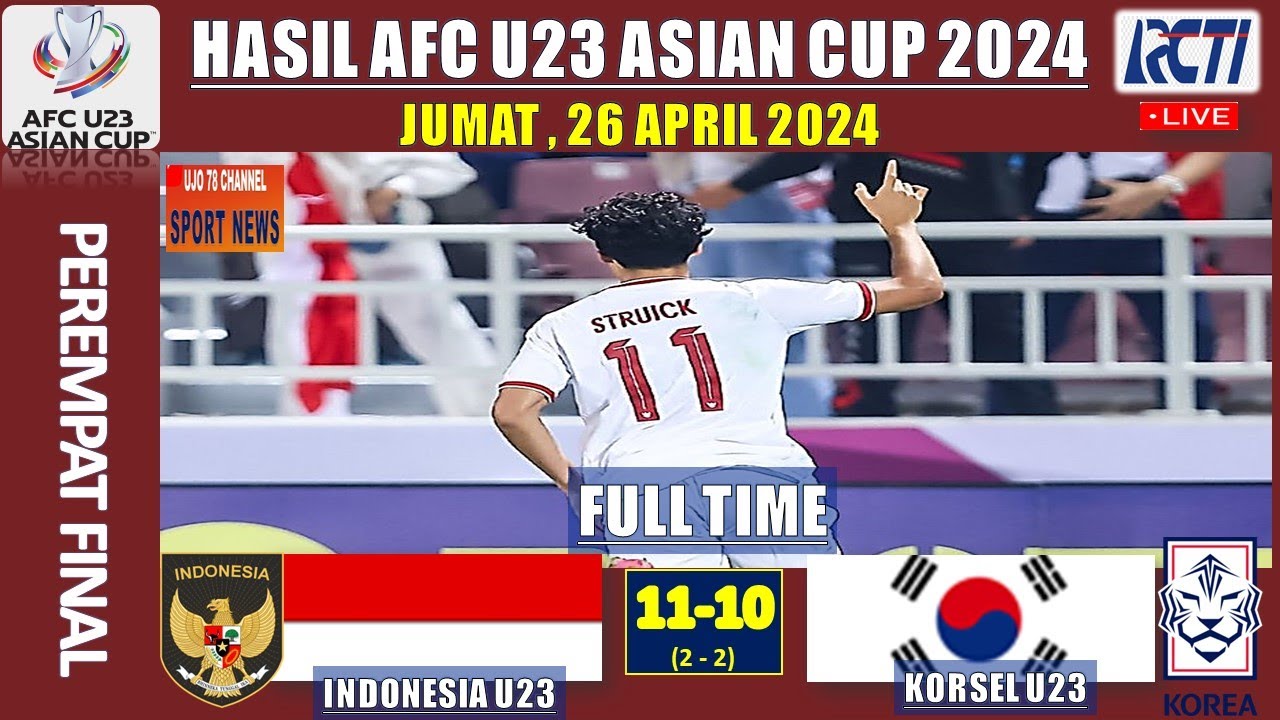 INDONESIA U23 11-10 KORSEL U23 | Hasil PEREMPAT FINAL Piala Asia U-23 ...