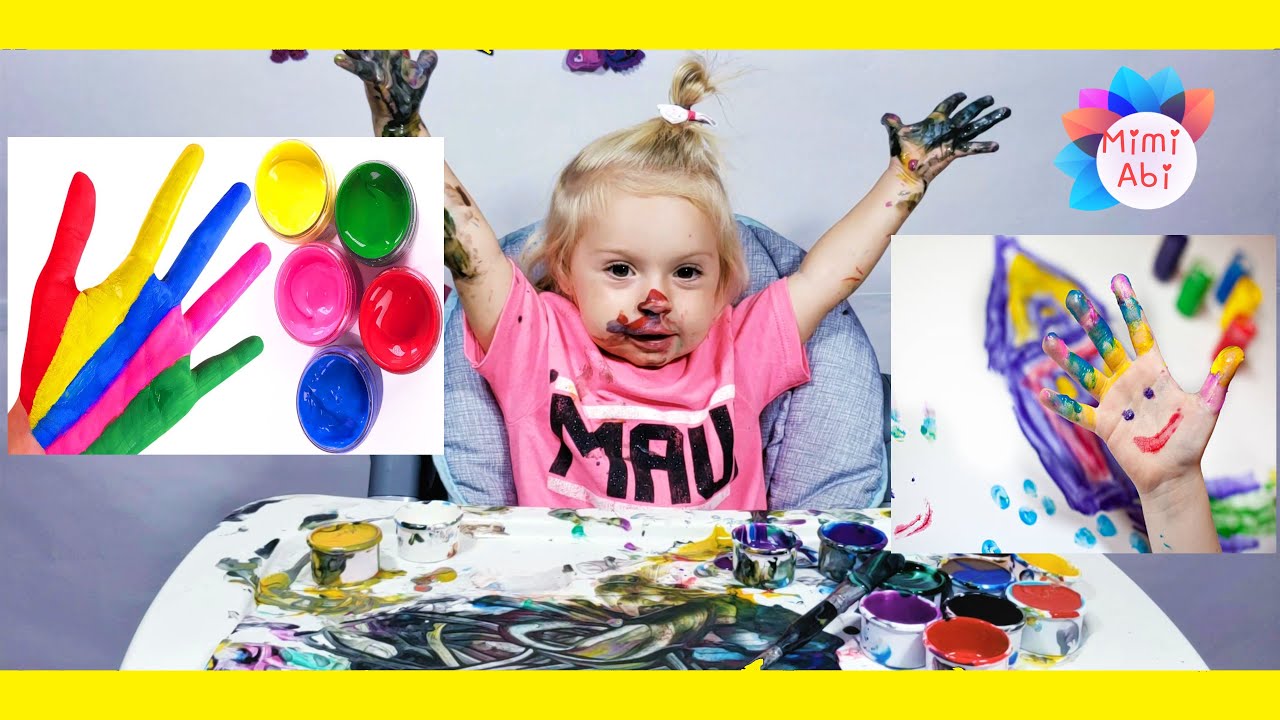 Abi Learns How to Paint! Finger Painting | Fun With Mommy - YouTube