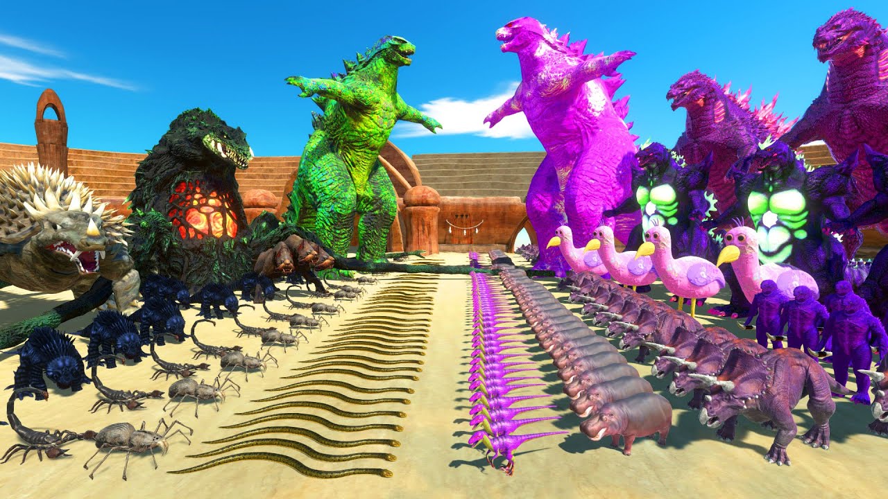 Toxic Godzilla War - Team Toxic Godzilla vs Team Purple Godzilla ...