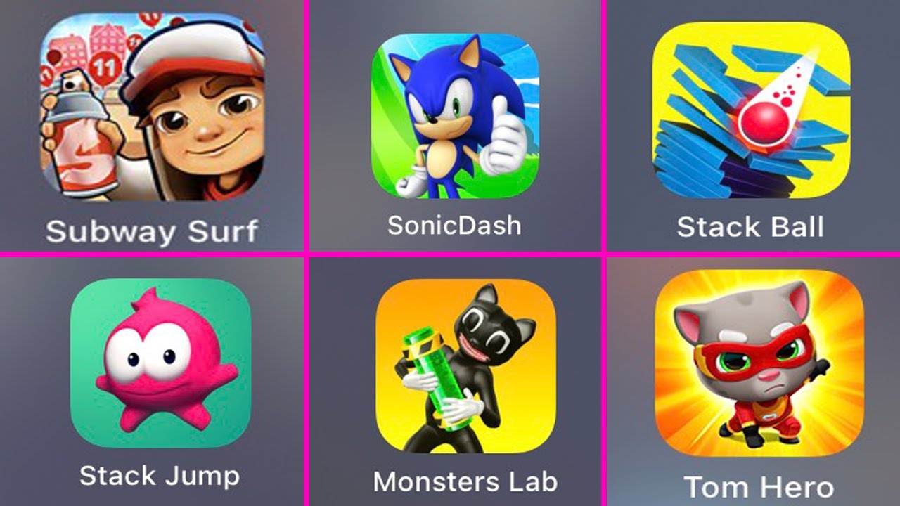 Subway Surf, Sonic Dash, Stack Jump,Stack Ball, Monster Lab - YouTube