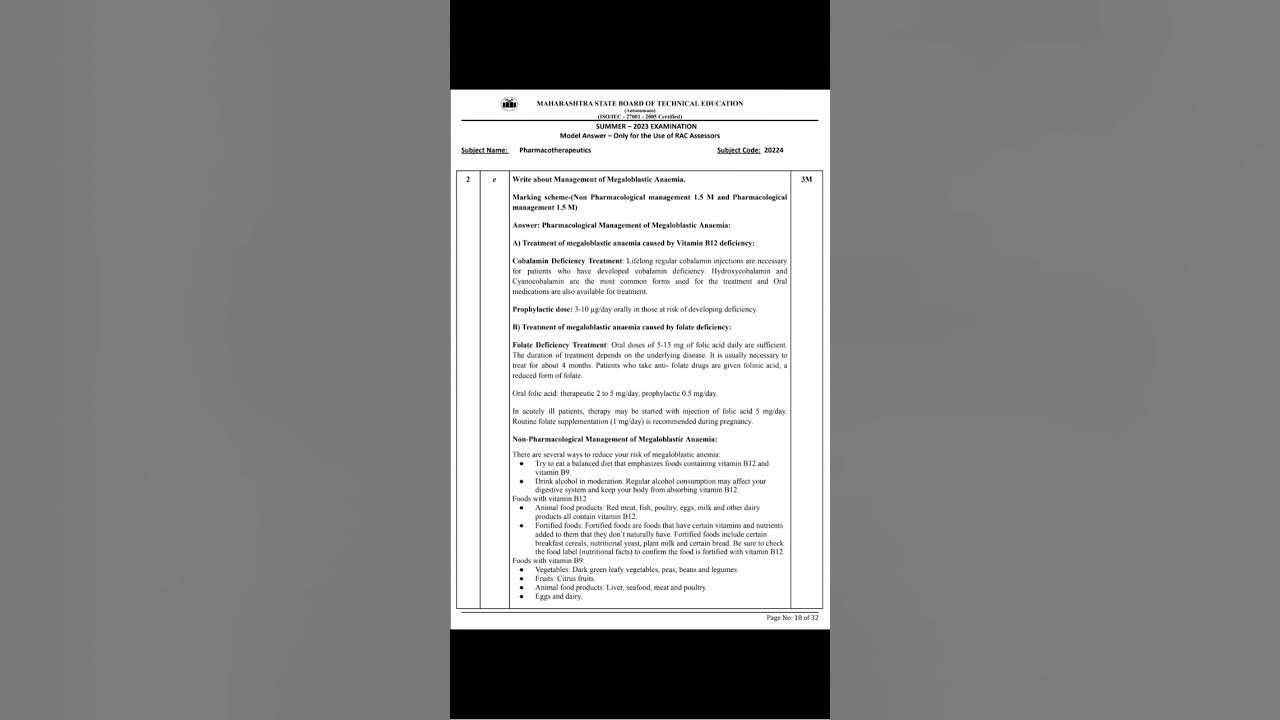 Pharmacotherapeutics Model Answer Paper Summer 2023 msbte exam d ...