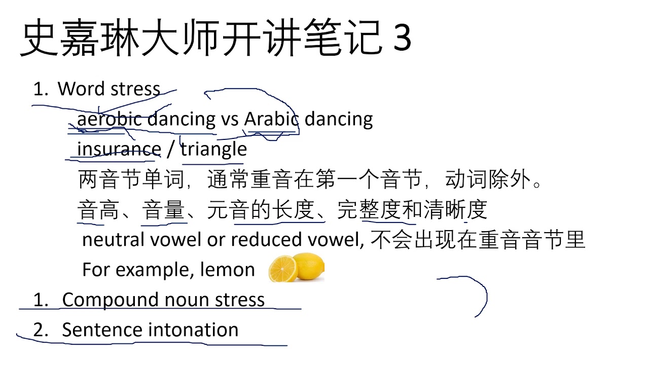 英语口语提高免费资源： 史嘉琳大师开讲笔记3 - 重音（Word stress / Compound noun stress ...