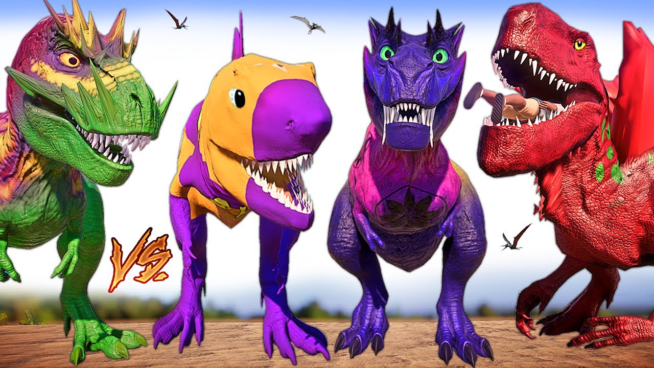 Joker Big Malusaurus & Carnotaurus vs Spinosaurus & T-REX Dinosaurs ...