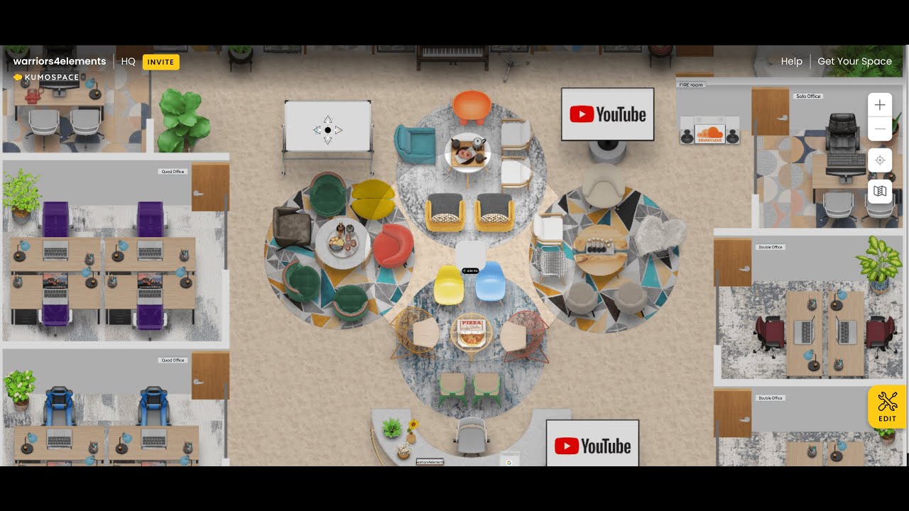 Kumospace virtual office walk through - YouTube