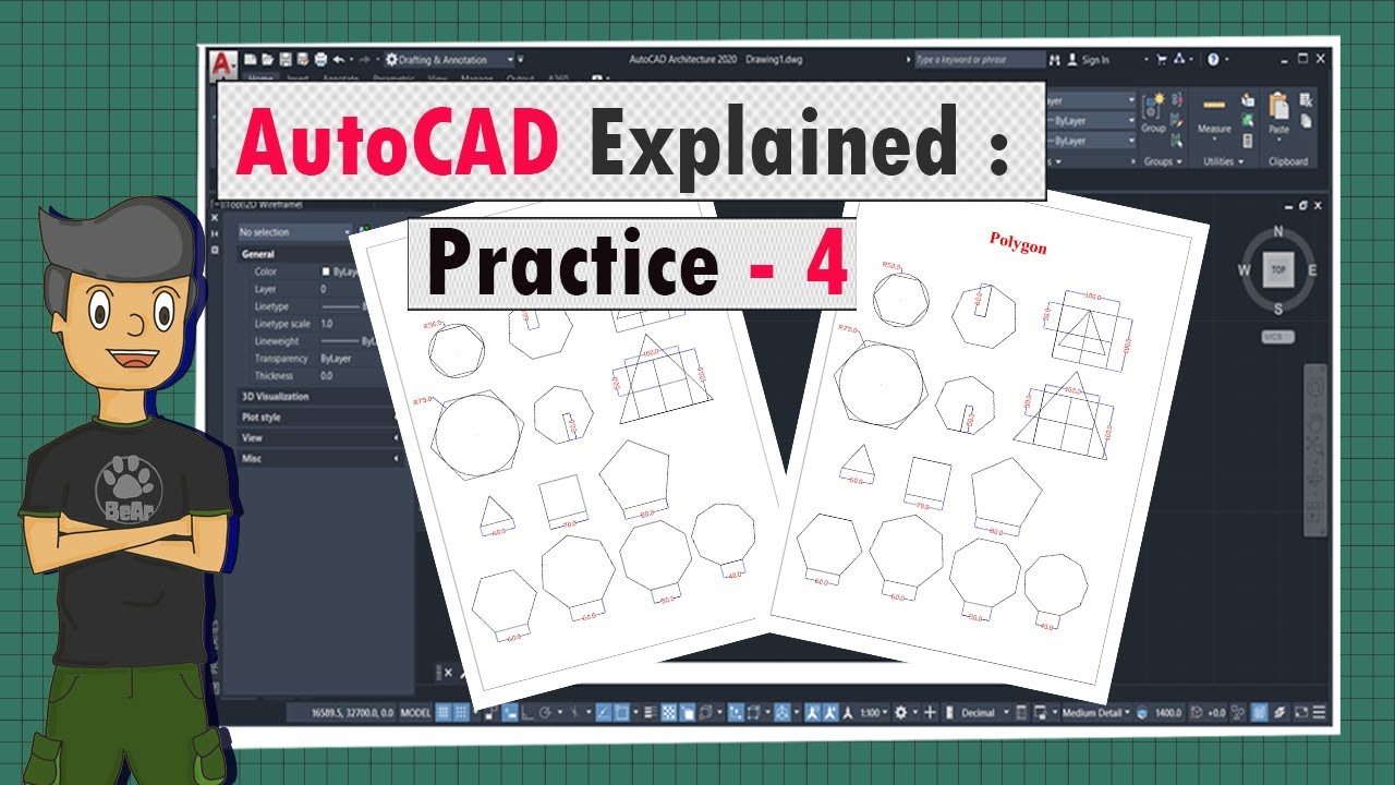 AutoCAD Explained: Draw Toolbar | Polygon | Practice - 4 - YouTube